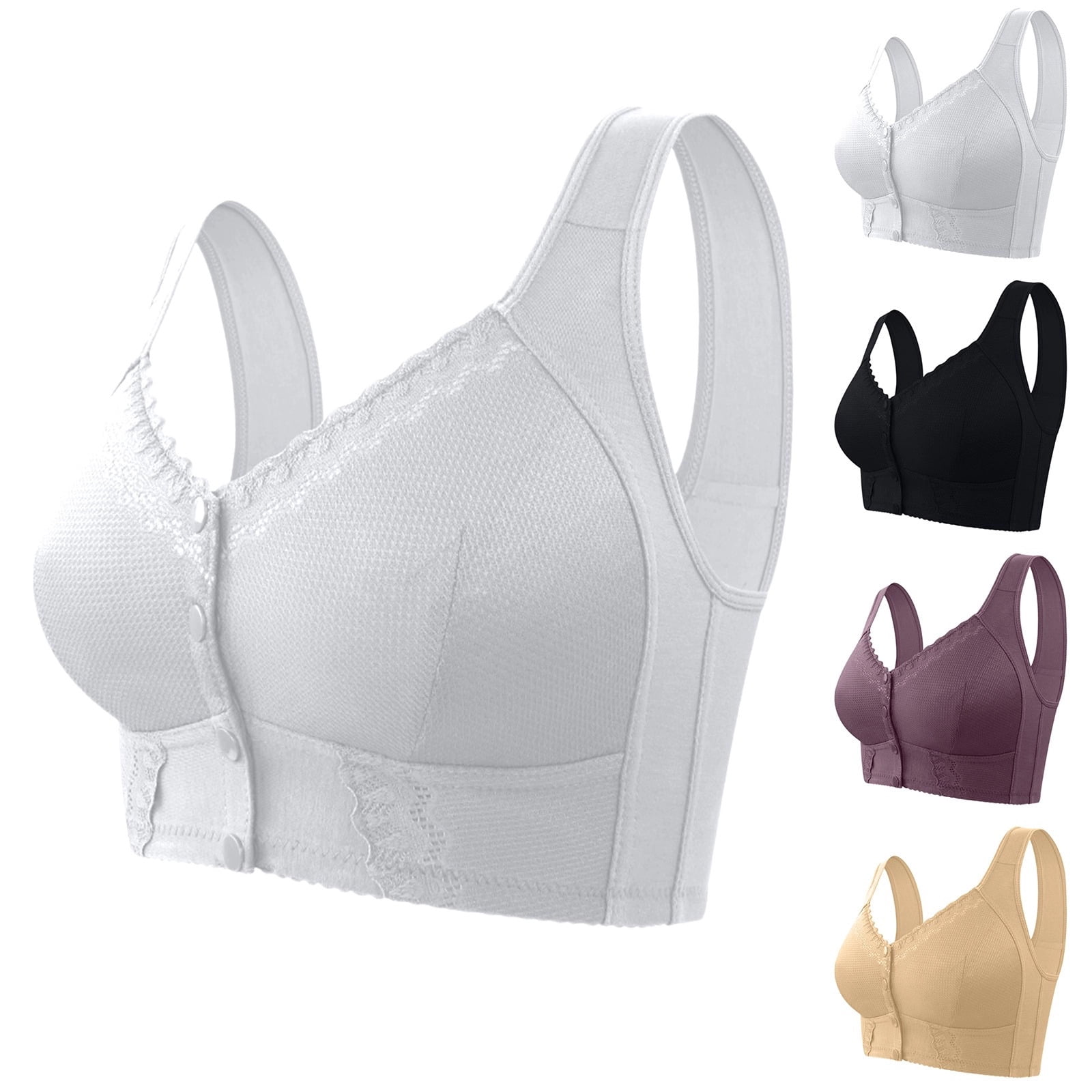 Bras for Women No Underwire Comfortable Full Coverage Front Closure ...
