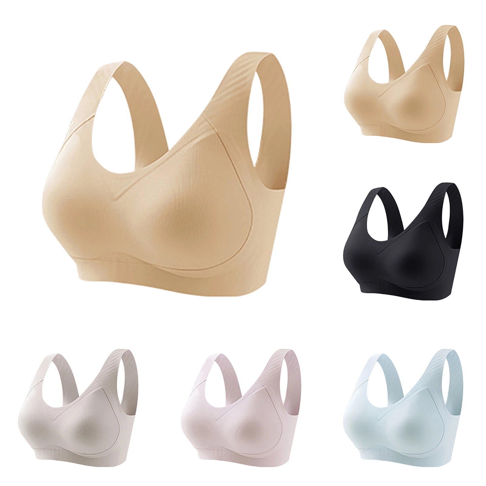 Bras for Women No Underwire, Seamless Comfort Bra with Wide Straps ...