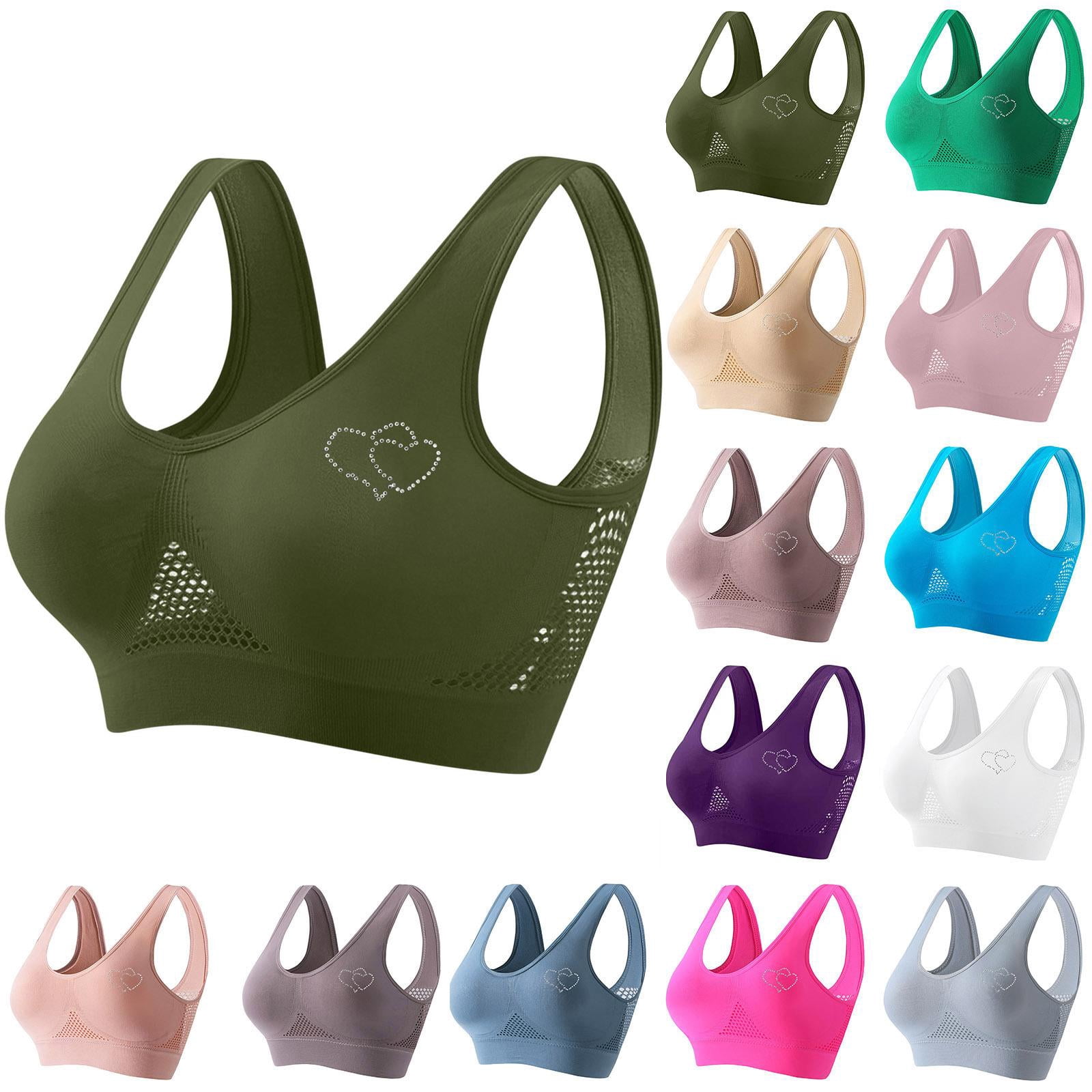 Bras for Women No Underwire Thin Rhinestone Sports Breathable Yoga Vest ...
