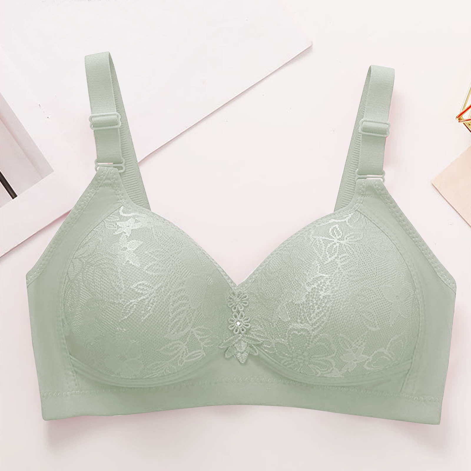 Bras for Women No Underwire, Woman's Embroidery Thin Style Ventilate ...