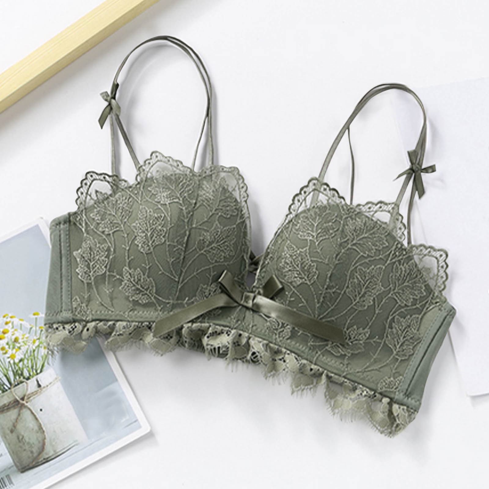 Bras for Women No Underwire, Woman's Solid Color Embroidery Thin Style ...