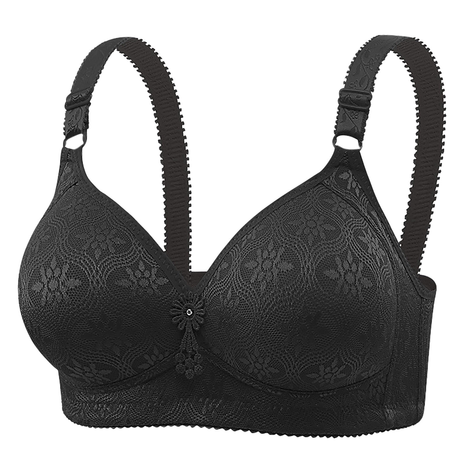 Bras For Women Plus Size Embroidery Lace Full Coverage Wireless Push Up Non Padded Everyday