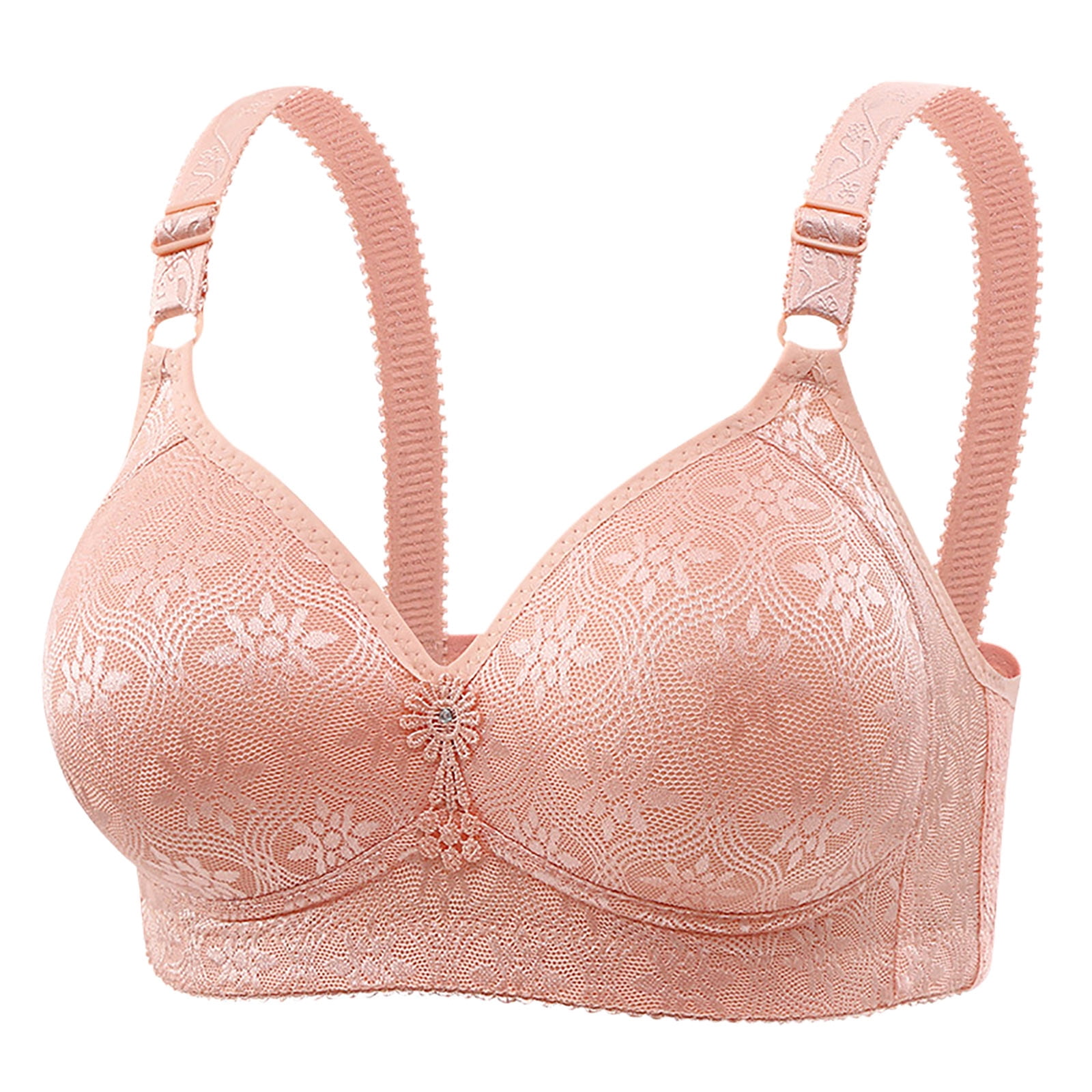 Bras for Women Plus Size Embroidery Lace Full Coverage Wireless Push Up ...