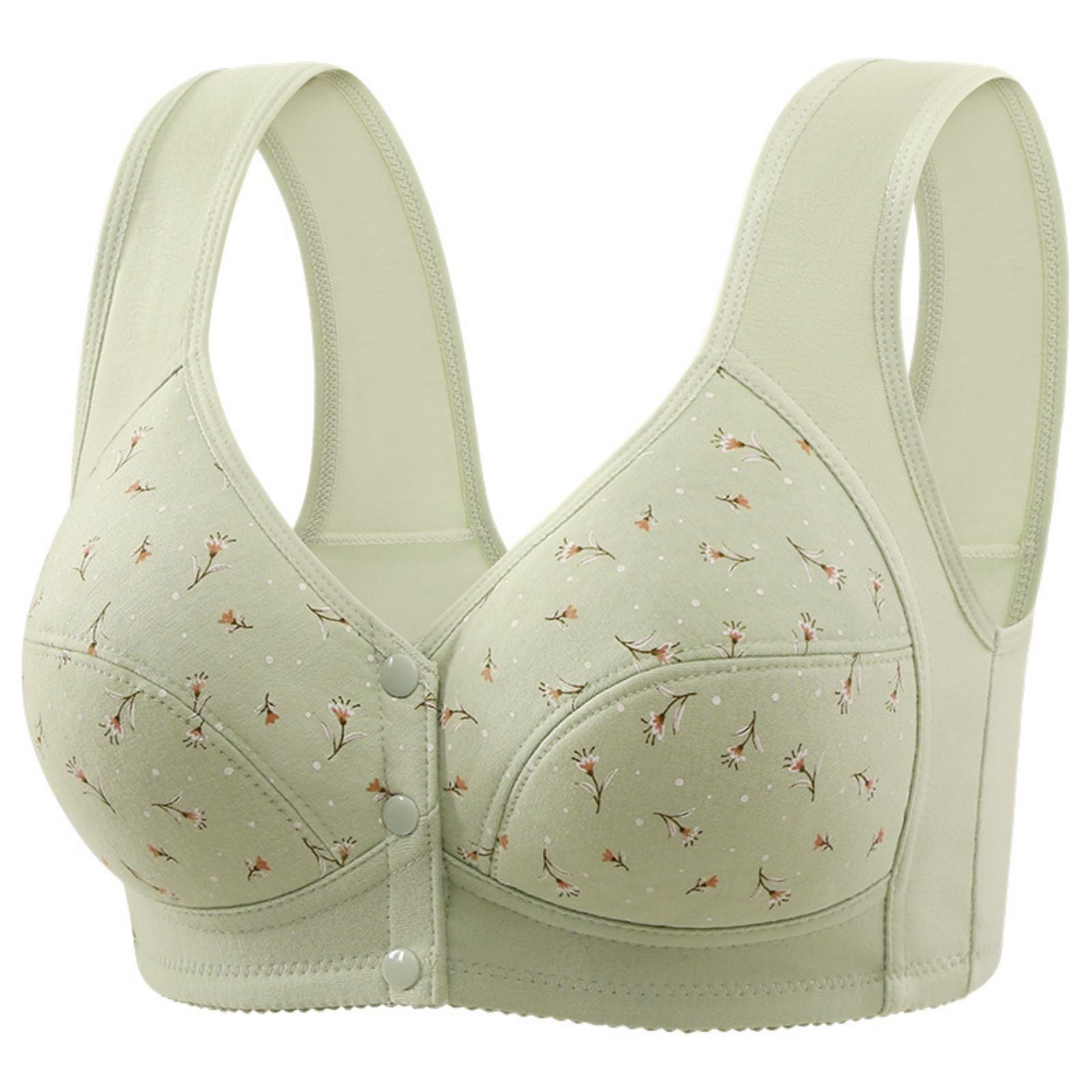 Bras for Women Plus Size Floral Print No Underwire Front Closure Full ...