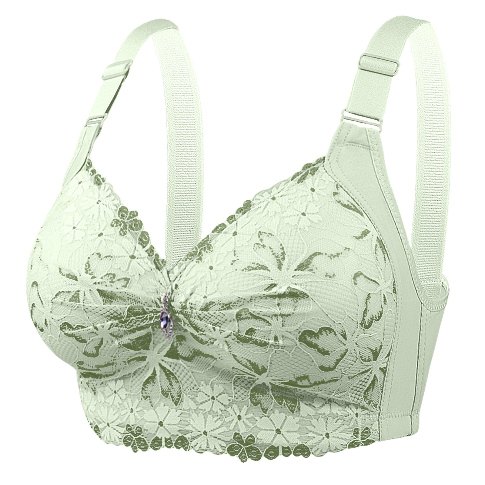 Bras for Women, Sexy V-Neck Bra, Full Coverage Bras, No Underwire Everyday Pluse Size Mint Green ...