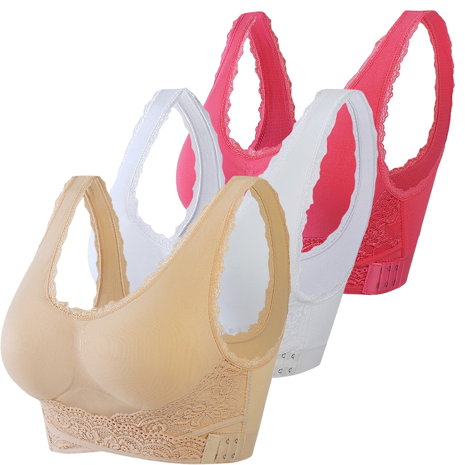 Bras for Women Smoothing Wireless Comfortable 3 Pack Comfy Corset Front ...
