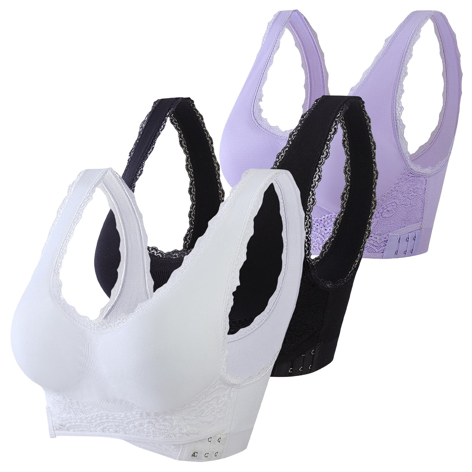 Bras for Women Smoothing Wireless Comfortable 3 Pack Comfy Corset Front ...