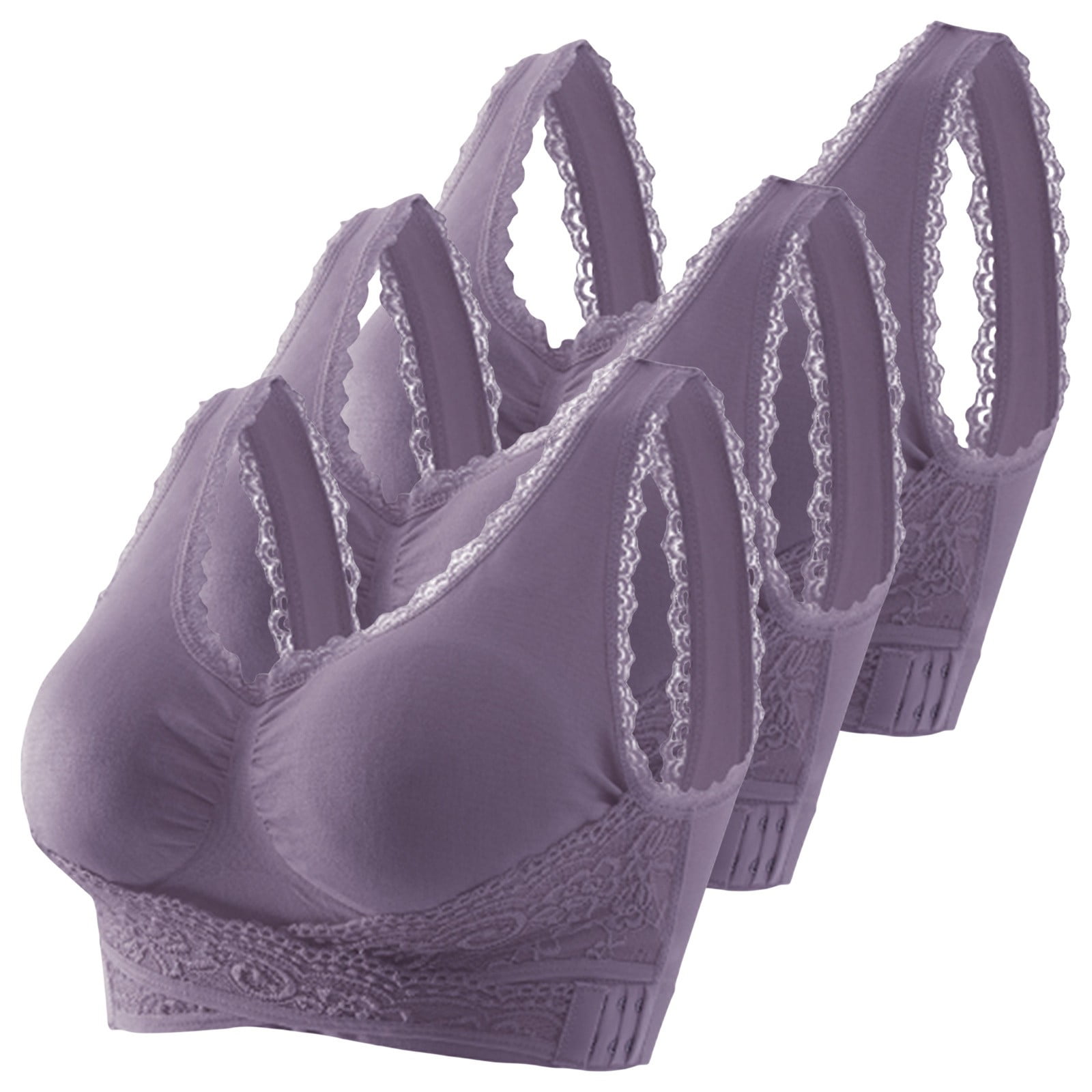 Bras for Women Smoothing Wireless Comfortable 3 Pack Comfy Corset Front ...