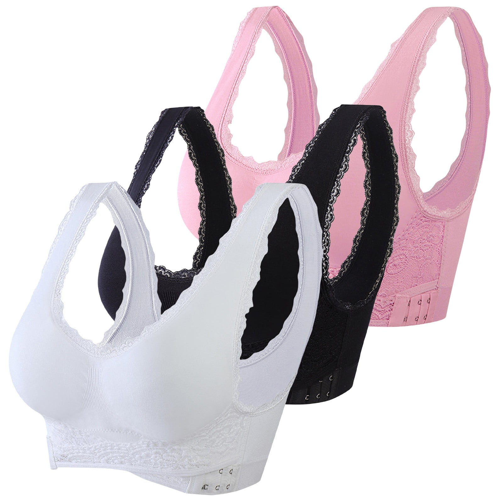 Bras for Women Smoothing Wireless Comfortable 3 Pack Comfy Corset Front ...