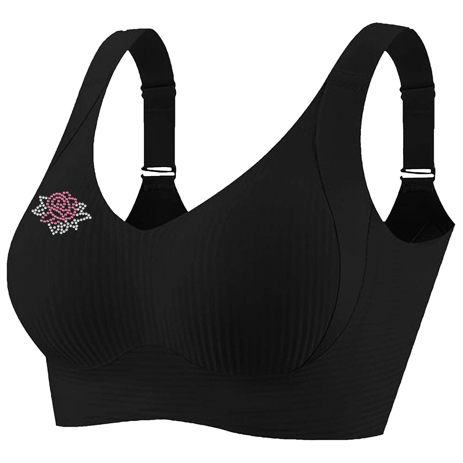 Bras for Women Trendy Rose Hot Drill Print Push Up Full Coverage T ...