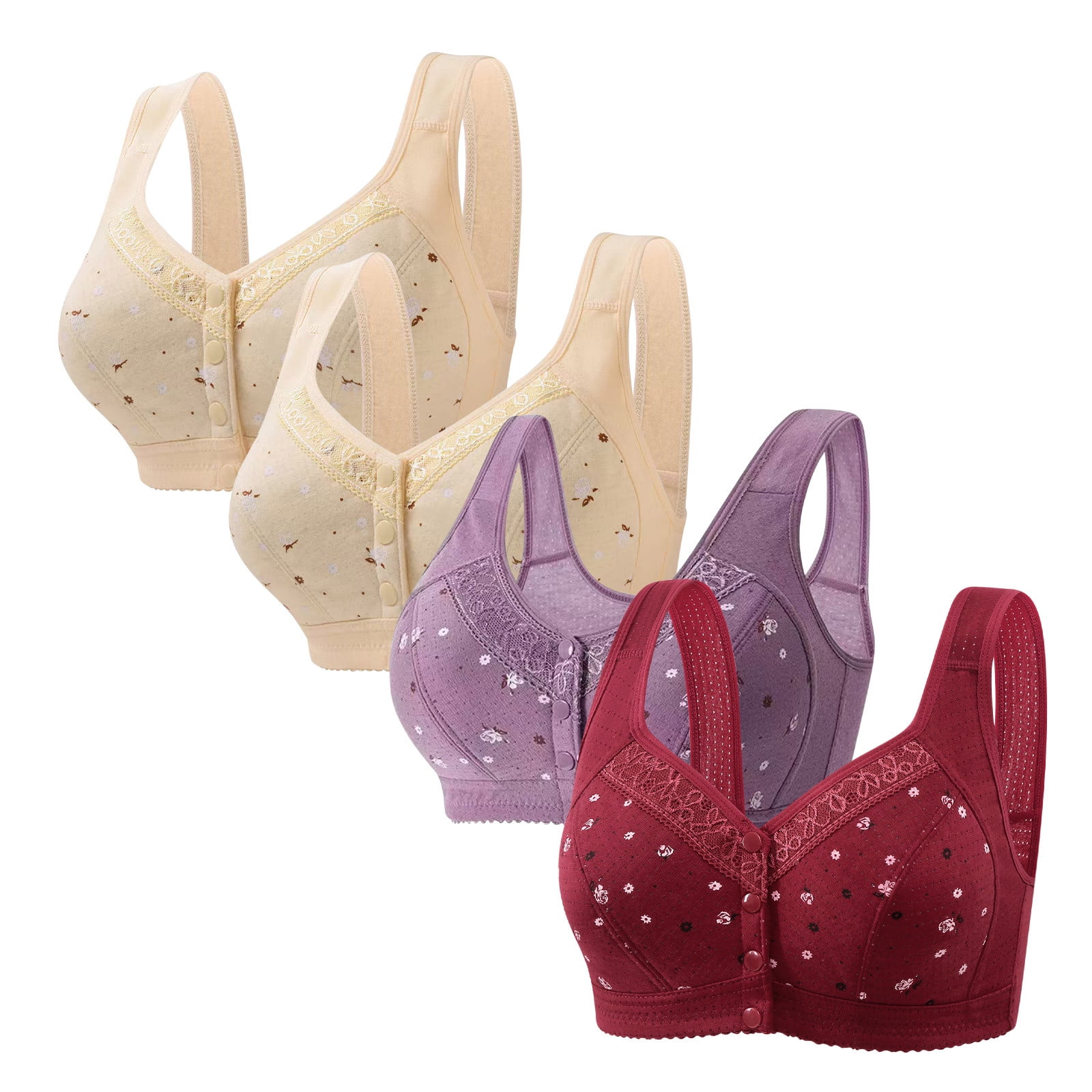 Bras for Women Wireless Lifting Gathering Bra 4pc Plus Size Front ...