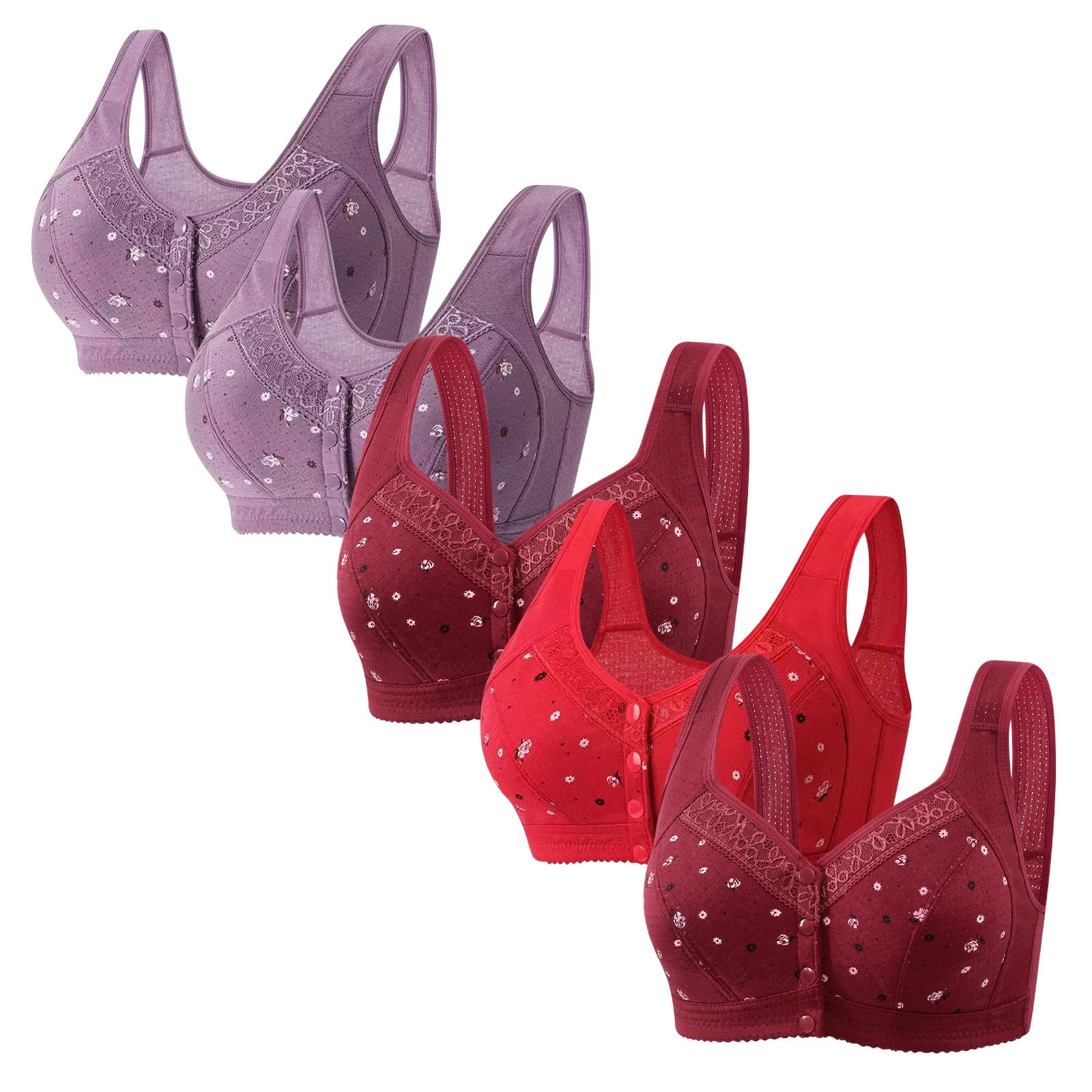 Bras for Women Wireless Lifting Gathering Bra 5pc Plus Size Front ...