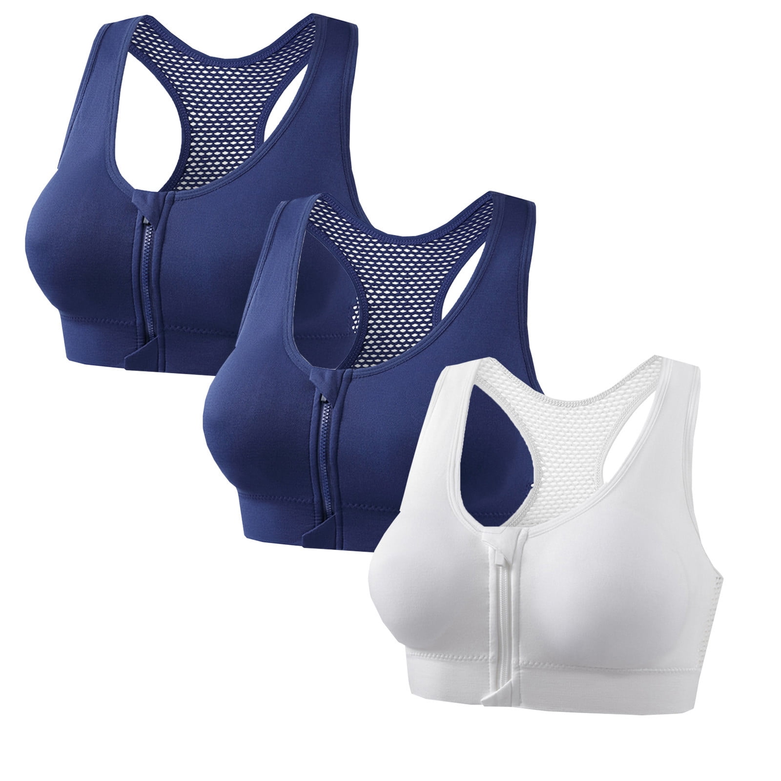Bras for Women Wireless New 3 Pack Sport Bras for Women Front Zipper ...