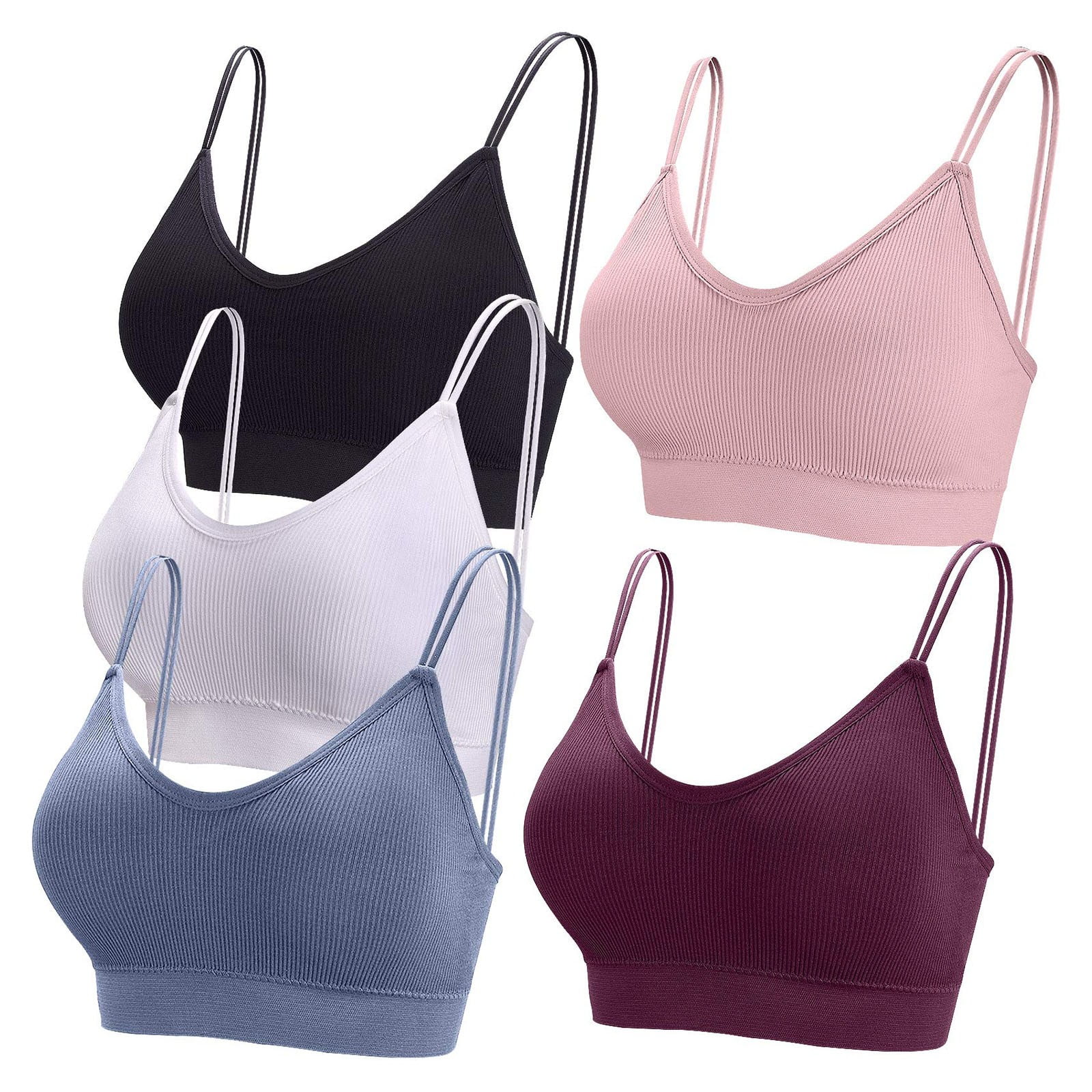 Bras for Women Women's Padded Camisole 5PCS Bra Wrap Double Strap ...