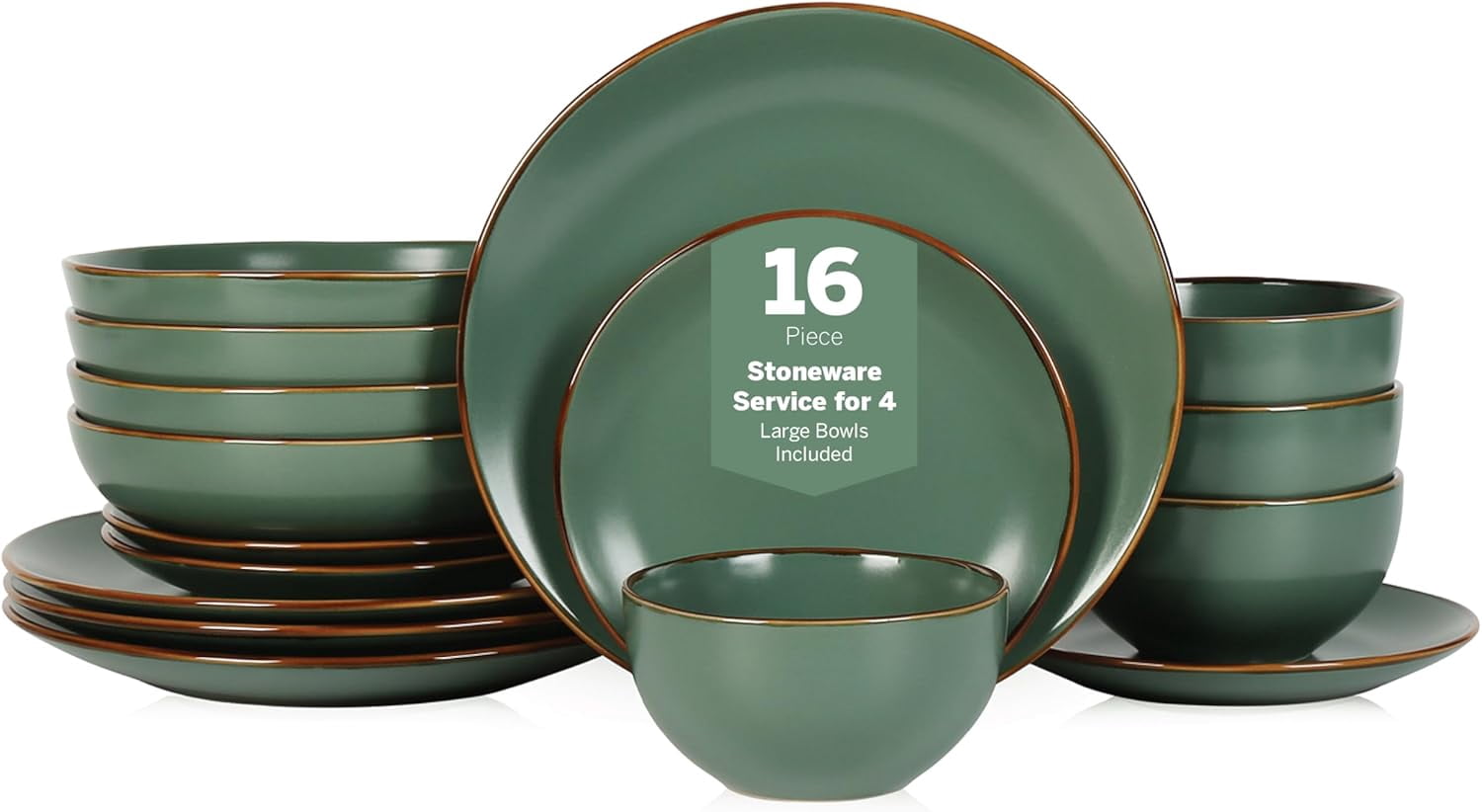 Brasa Modern Stoneware 16 Piece Dinnerware Sets, Plates and Bowls Sets ...