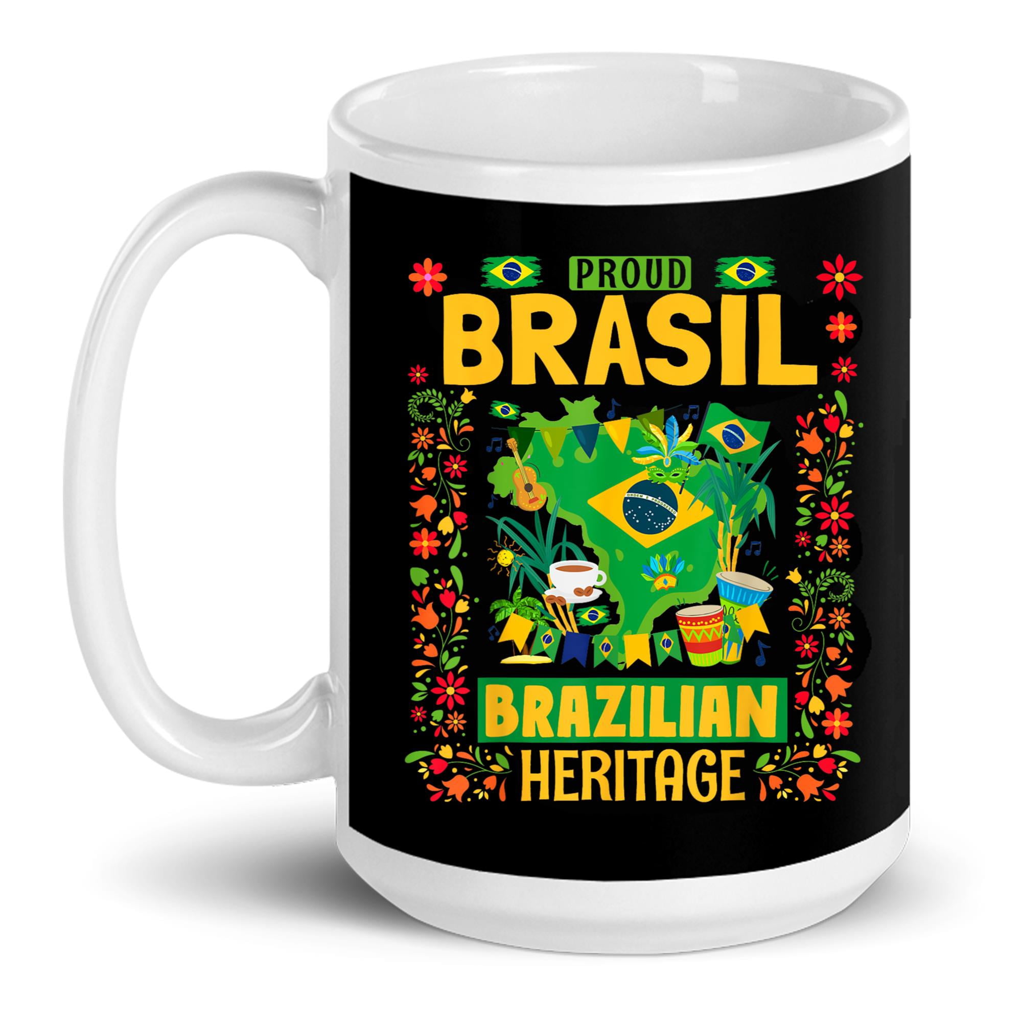 Brasil Flag Brazil Brazilian Pride Gift Ceramic Mug 15oz (White;15oz ...