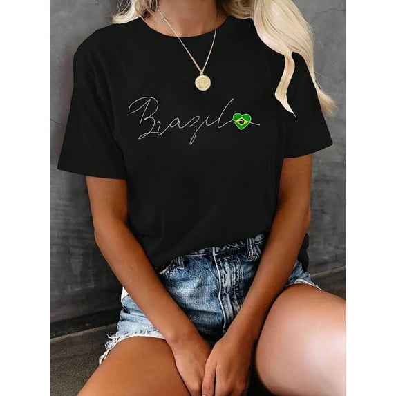 Brasil Simple Love Brazilian Flag Heart On Brazil T-Shirt - Walmart.com