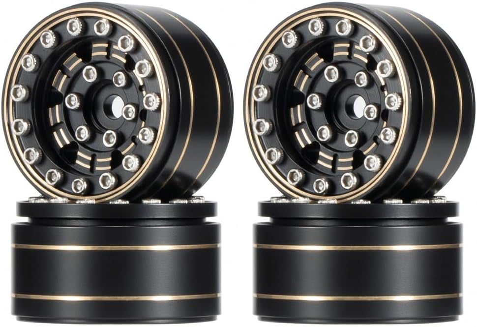 Brass 1.0 Beadlock Wheel Rims Negative Offset Wheels for 1/18 TRX4M FCX24 SCX24 Gladiator Bronco ...