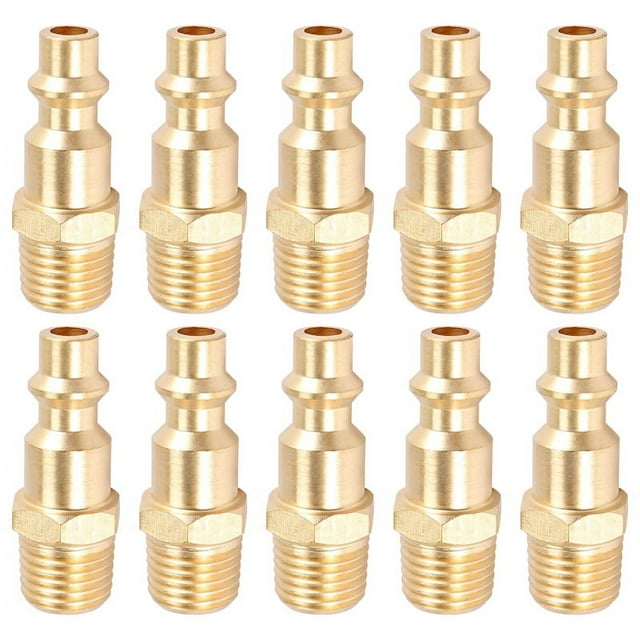 Brass 1/4" NPT Male Air Hose Quick Connect Adapter,Air Coupler Plug Kit ...