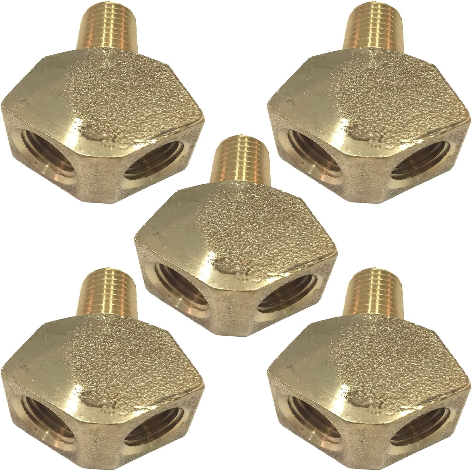 Brass 1/4" WYE Pipe, 1/4" MNPT x 1/4" FNPT, Fuel/AIR/Water/Oil/Gas WOG ...