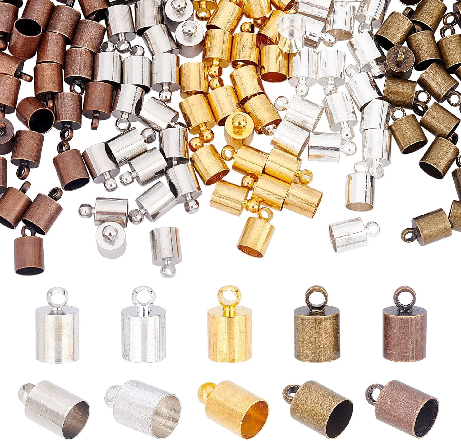 Brass 1 box 1 box 150pcs 5 colors Brass Cord Ends Brass Cap Glue-in End ...