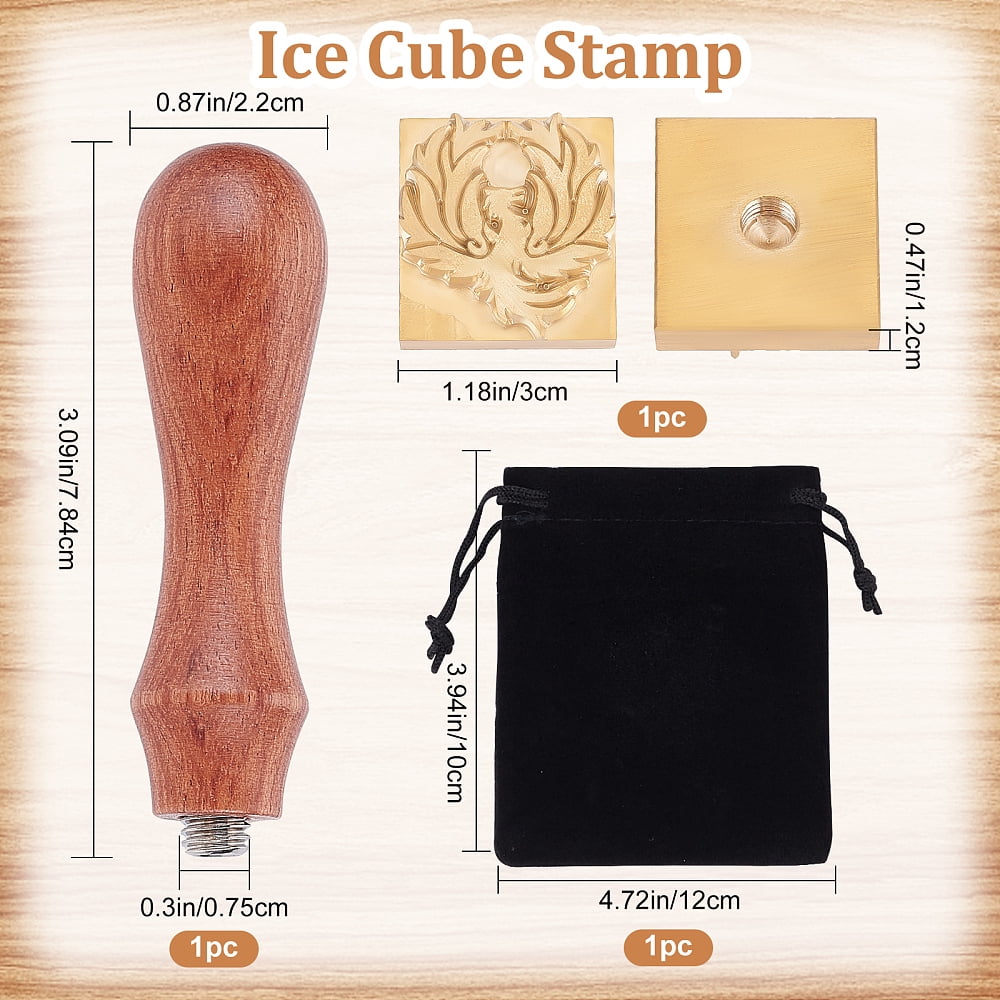 Brass 1 set Phoenix Ice Stamp Ice Cube Stamp Ice Branding Stamp with Removable Brass Head & Wood ...