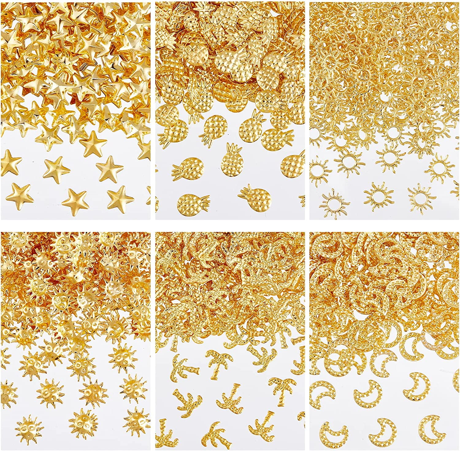 Brass 1800pcs Summer Themed Alloy Cabochons Sun Resin Filler Charm ...