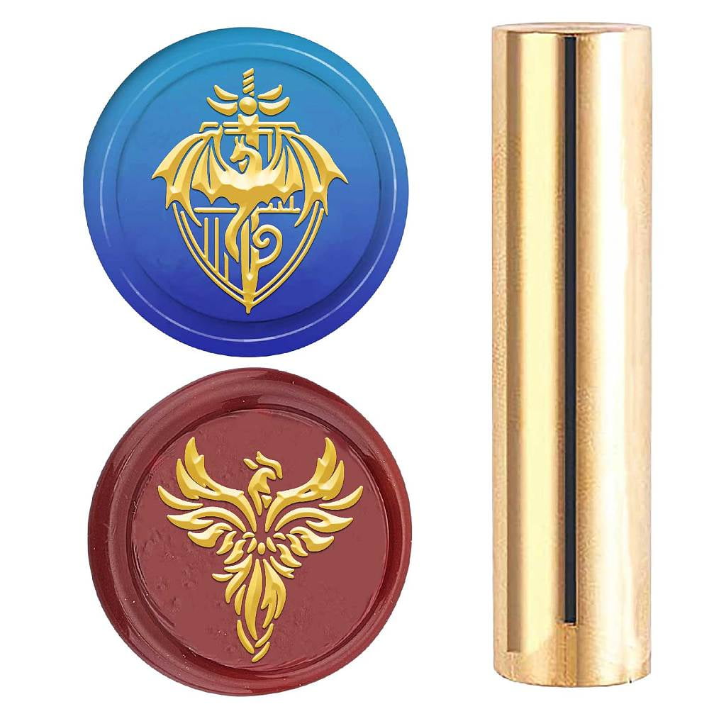 Brass 2 Styles Pattern Headed Wax Seal Stamp Dragon Phoenix 15mm Mini ...