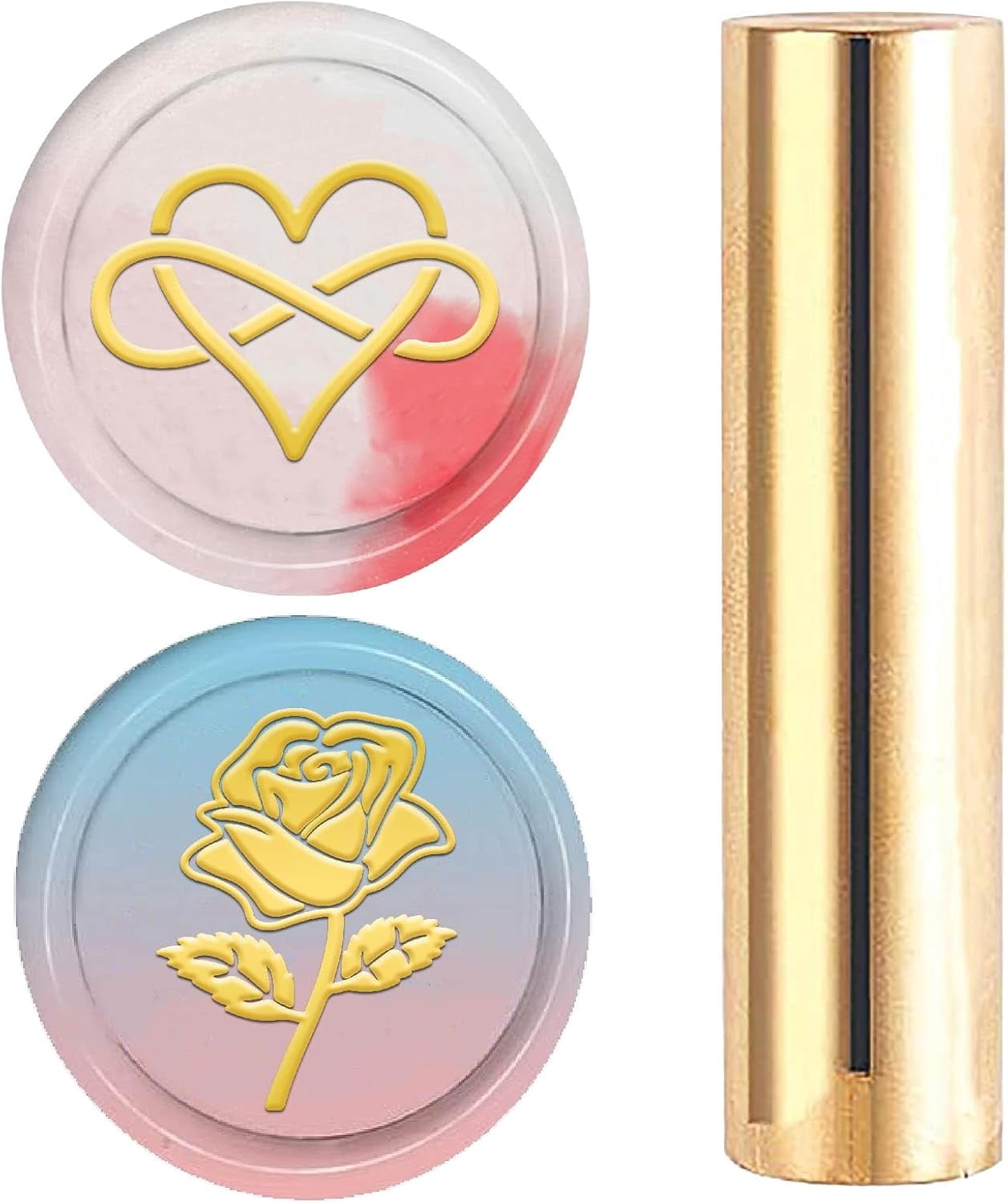 Brass 2 Styles Pattern Headed Wax Seal Stamp Heart Shaped Rose Engraved ...