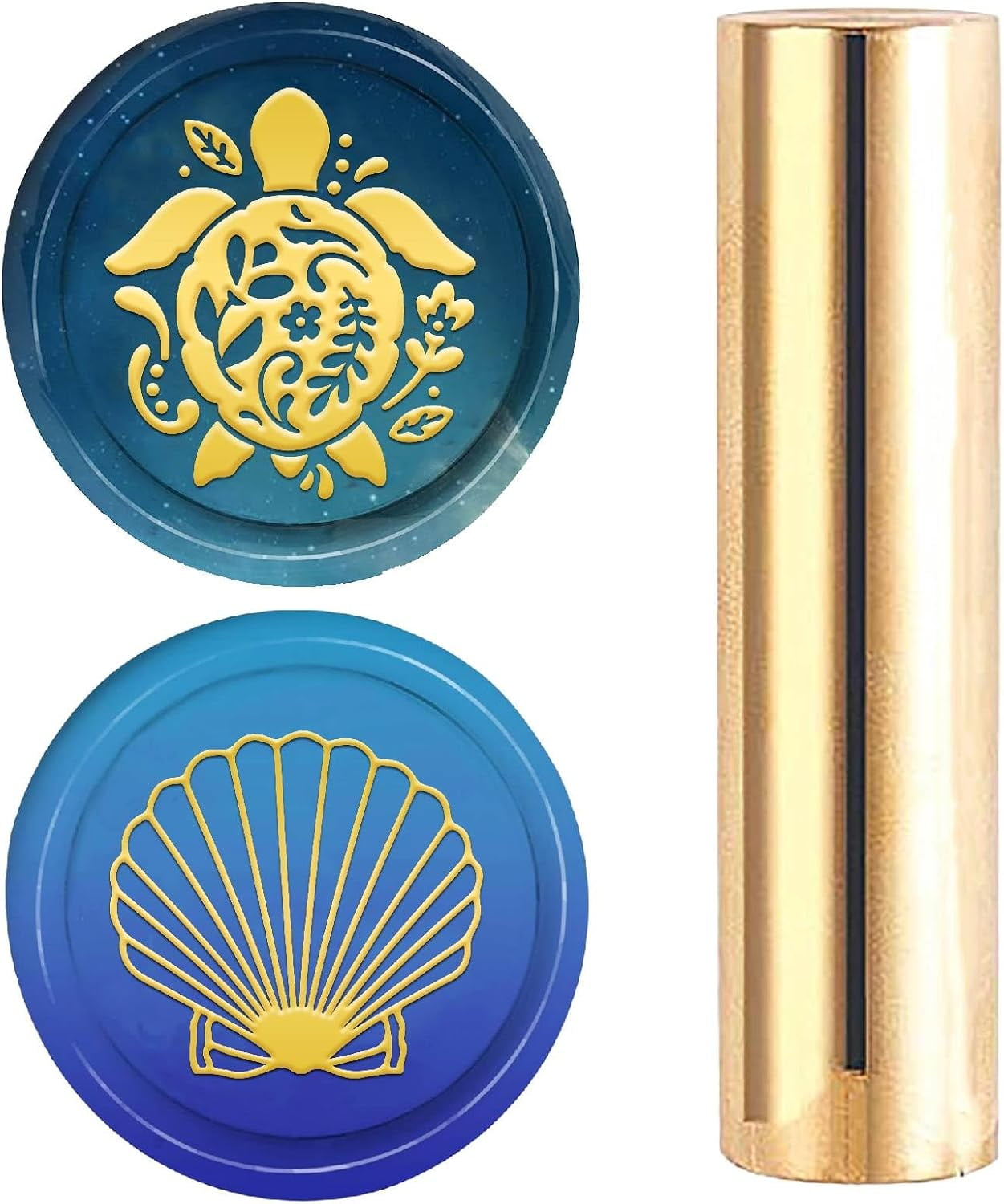 Brass 2 Styles Pattern Headed Wax Seal Stamp Sea Turtle Seashell Metal ...