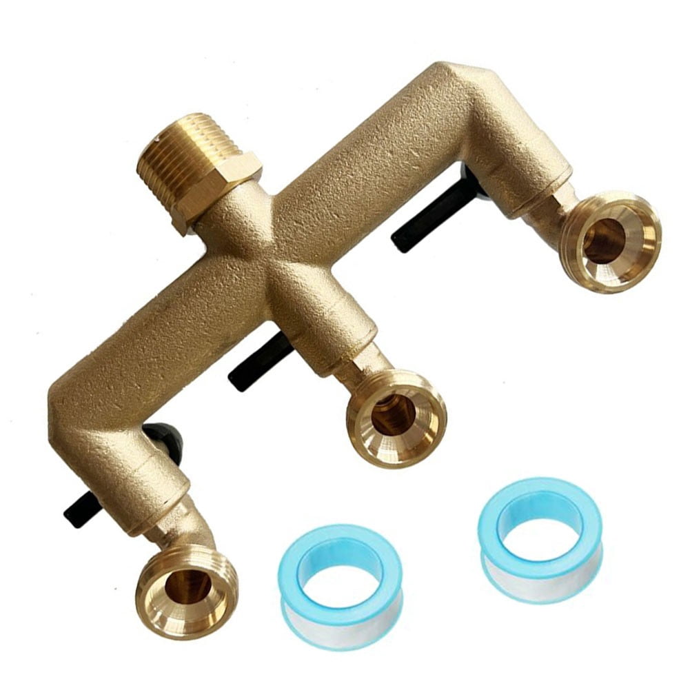 Brass 3-Way Garden Tap Splitter with NPT Inlet and GHT Outlet, Heavy ...