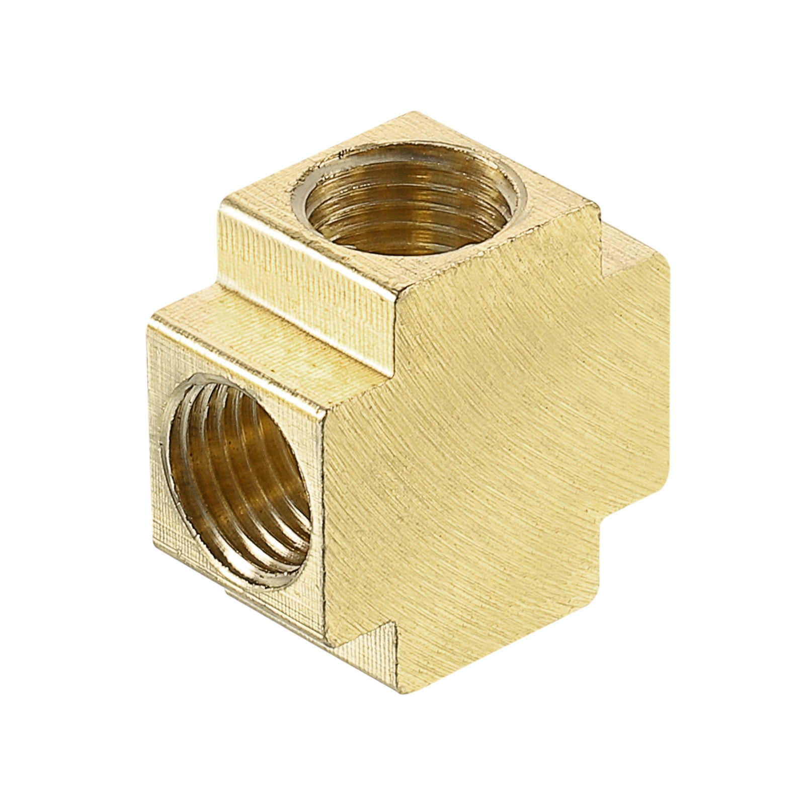Brass 4-Way Pipe Fitting, 1/4" Female Barstock Cross Fitting Pipe ...