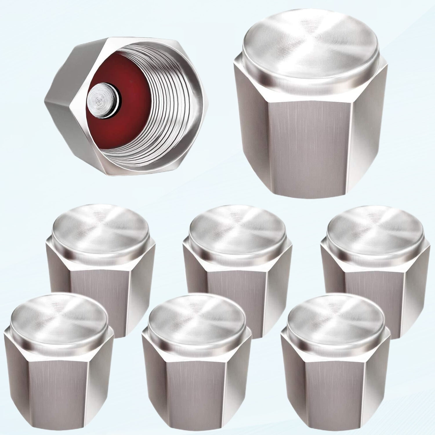 Brass (8 Pack) Silver Tire Valve Caps, Premium Metal Rubber Seal Tire ...