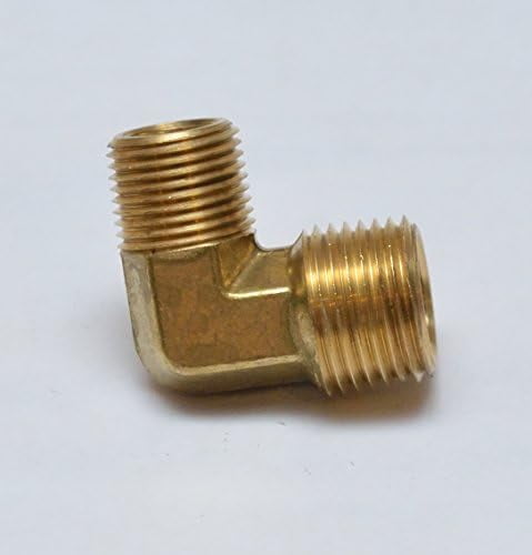 Brass 90 Degree L Male Pipe Elbow Fitting 1/2" NPT Male/MPT to 3/8" NPT Male/MPT 90 Degree L ...