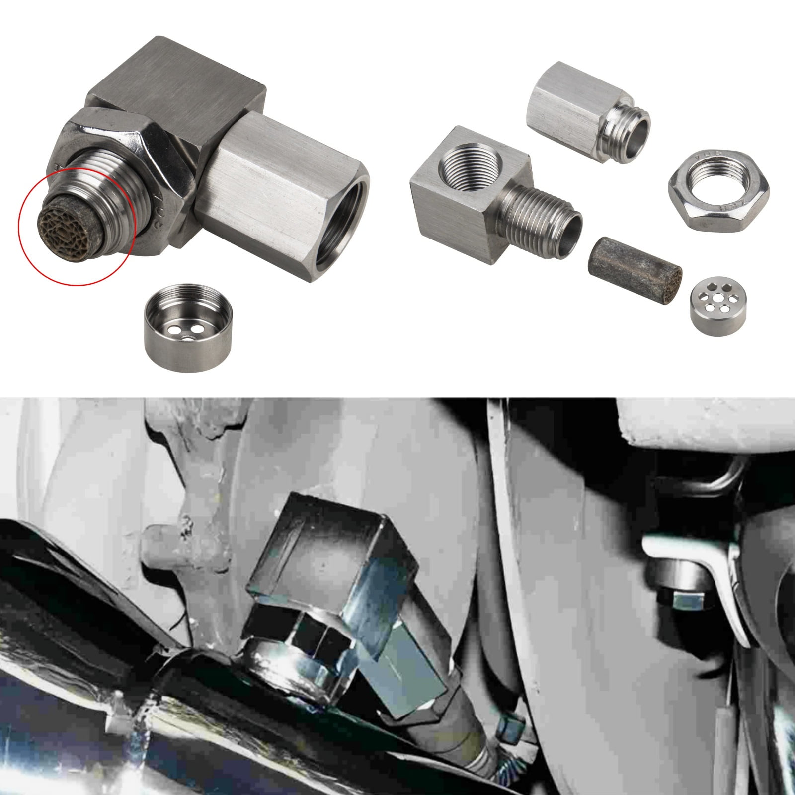Brass 90-Degree Oxy-gen Sensor Adapter M18x1.5 - Check Engine Light Fix ...