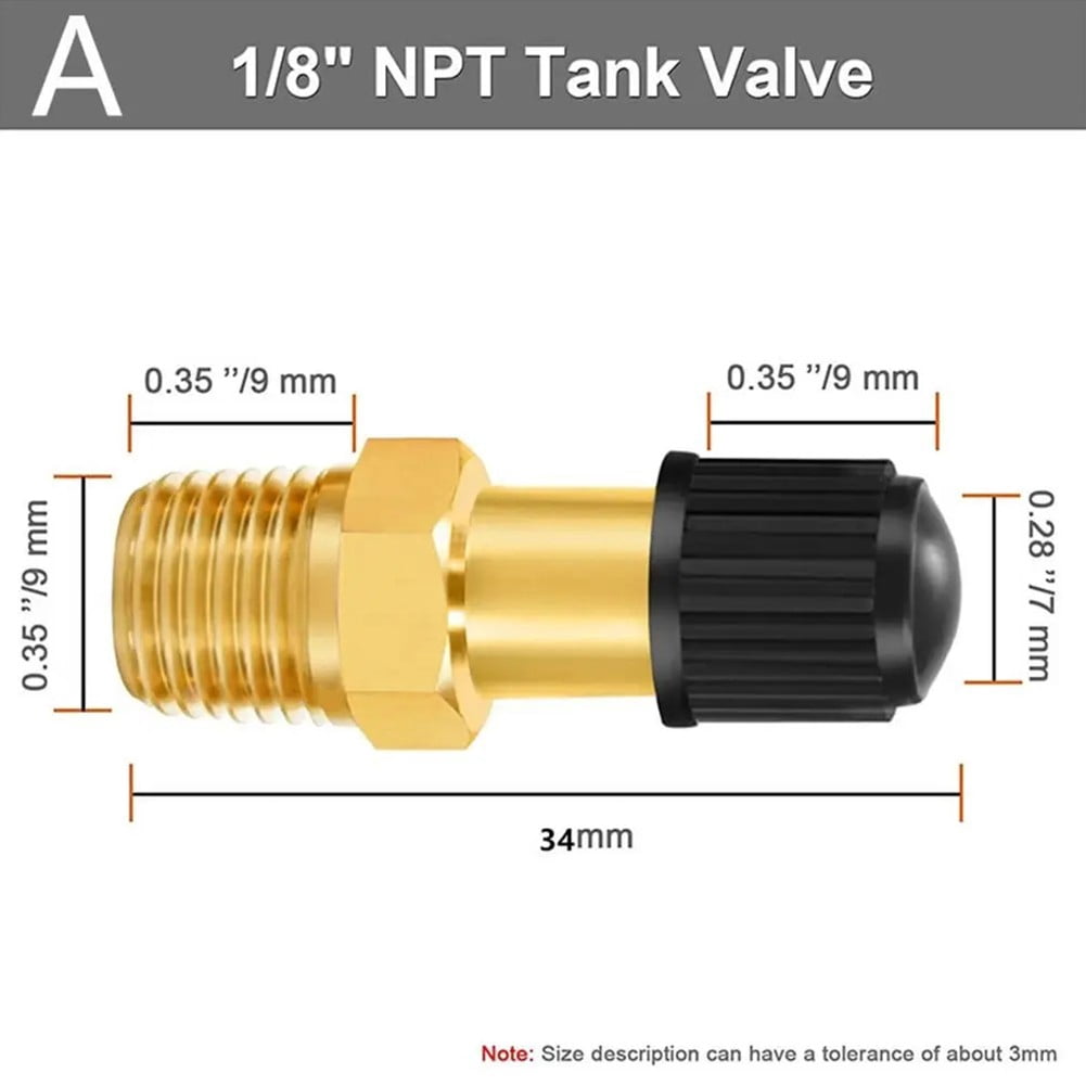 Brass Air Compressor Tank Fill Valve 1/4 NPT 1/8 NPT Tire Inflation ...