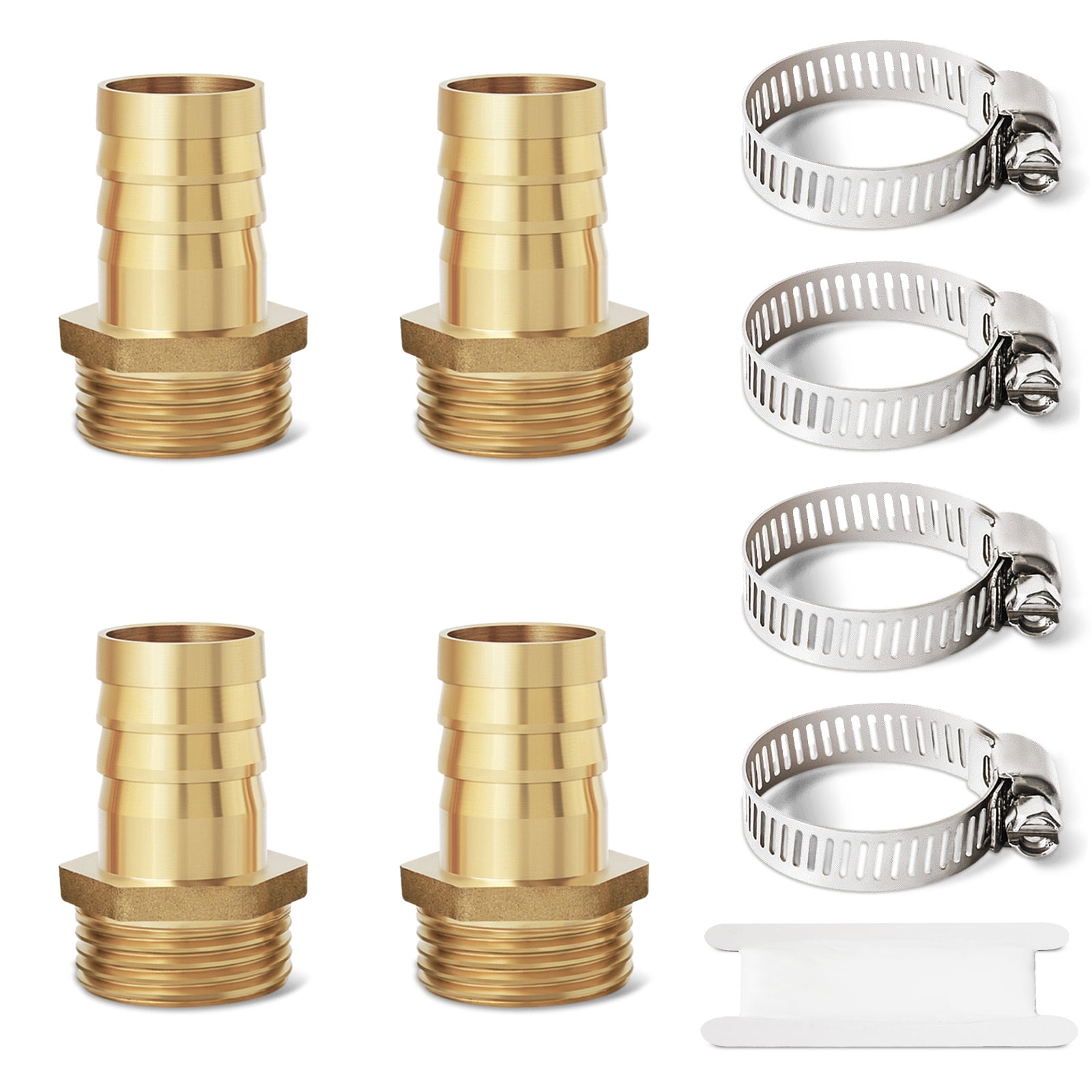 Brass Air Hose Fittings, Hose Barb Fittings 3/4" Barb x 3/4" NPT Male Thread Adapter with Hose ...