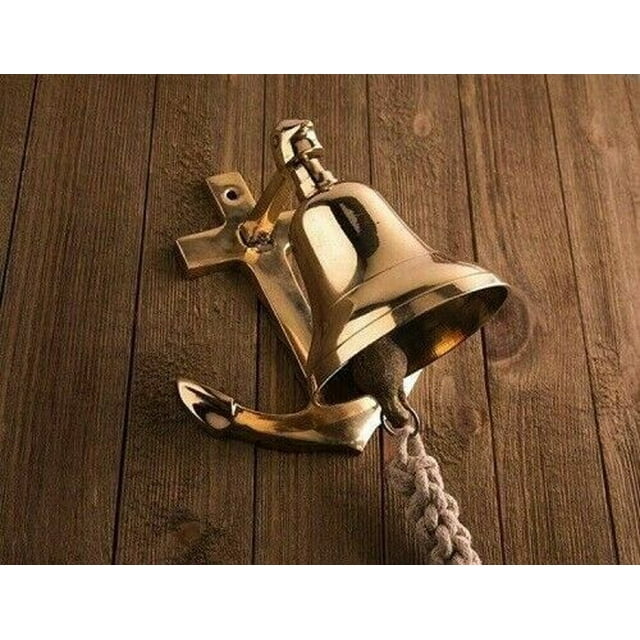 Brass Anchor Ship Bell Rope Nautical Maritime Wall & Door Decor ...
