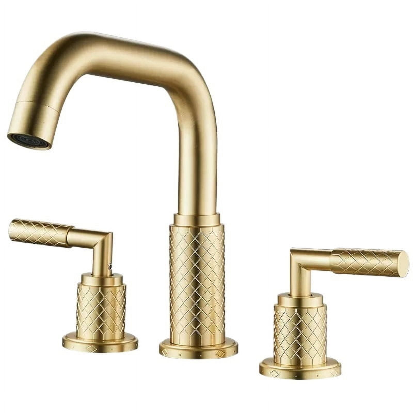 Brass Antique Bathroom Faucet Brush Gold Sink Faucet 3-hole Hot And ...