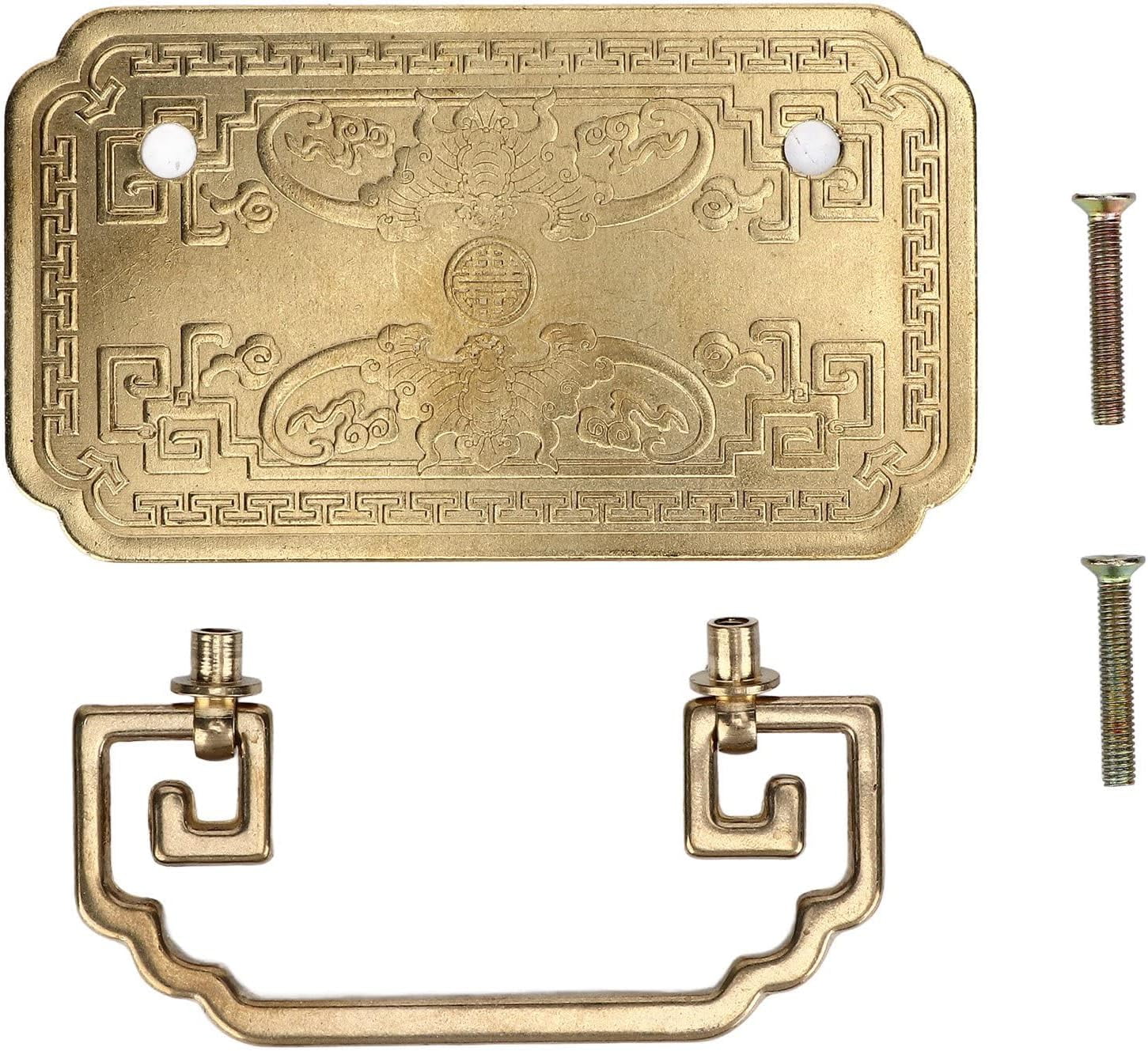 Brass Antique Drawer Handle Tetragonal Bat Pull Chinese Retro Cabinet ...