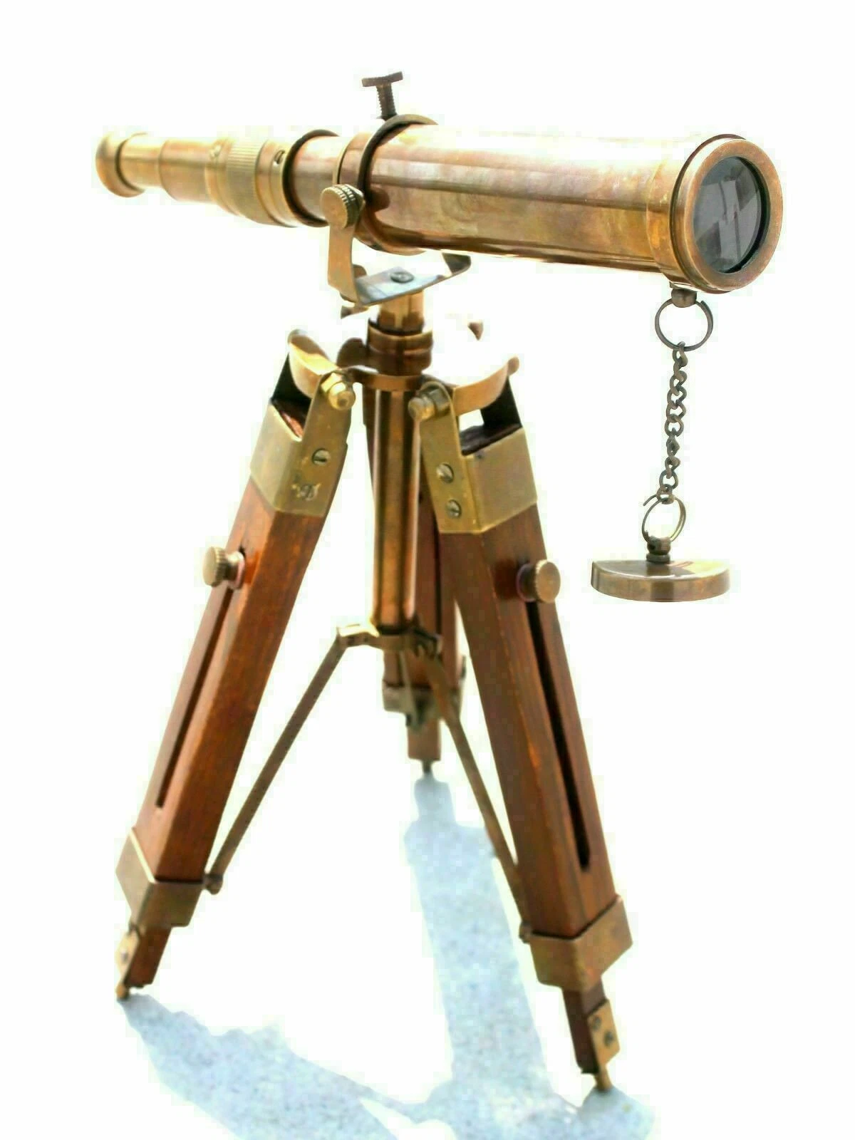 Brass Antique Finish Nautical Spyglass Telescope With Wooden Brown ...