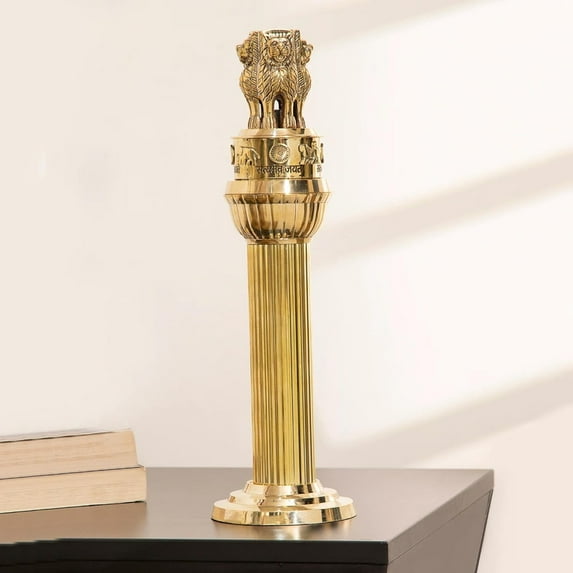 Brass Ashoka Stambh Pillar Showpiece | Indian National Emblem Memento ...