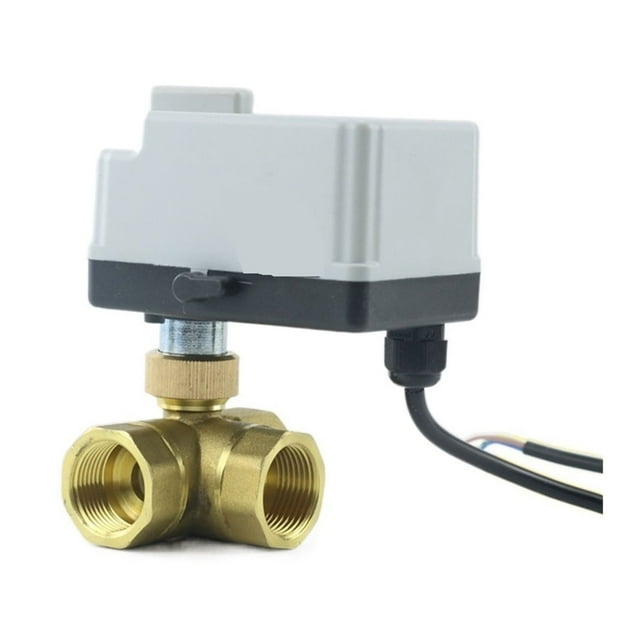 Brass Ball Valve 1/2" 3/4" 1" 3-Way Brass Motorized Ball Valve 3-Wire Two Control Electric ...