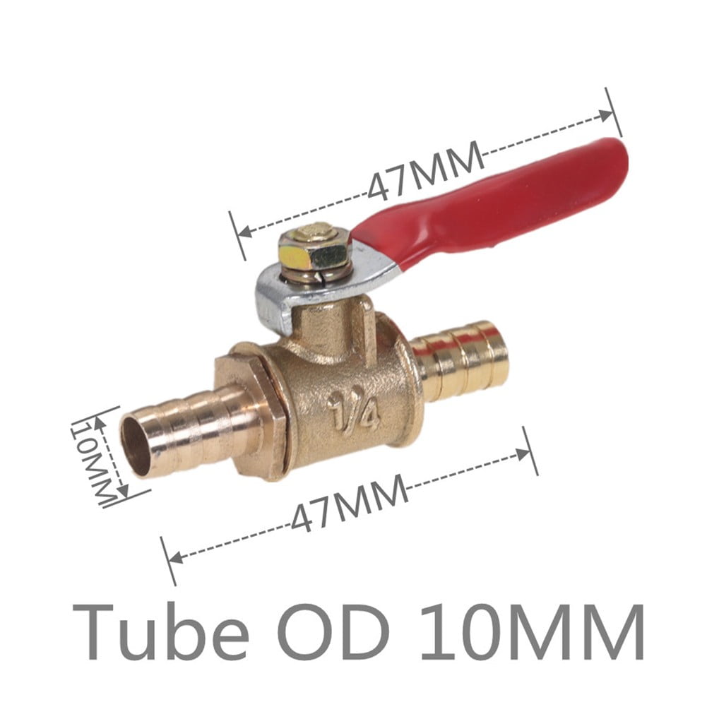 Brass Ball Valve 6/8/10/12/14mm Hose Barb Valve Switch Inline Water Oil ...