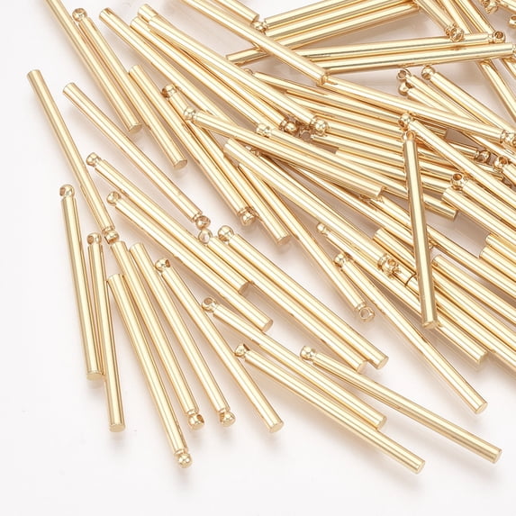 Brass Bar Pendants Column Real 18K Gold Plated 30x2mm Hole: 0.8mm for ...