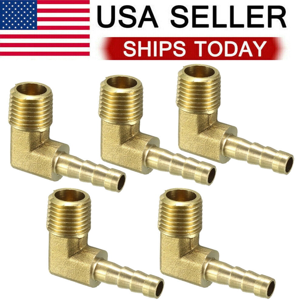 Brass Barb Hose Fitting 90 Degree Elbow 6mm Barbed x 1/4 PT Male Pipe 5PCS - Walmart.com