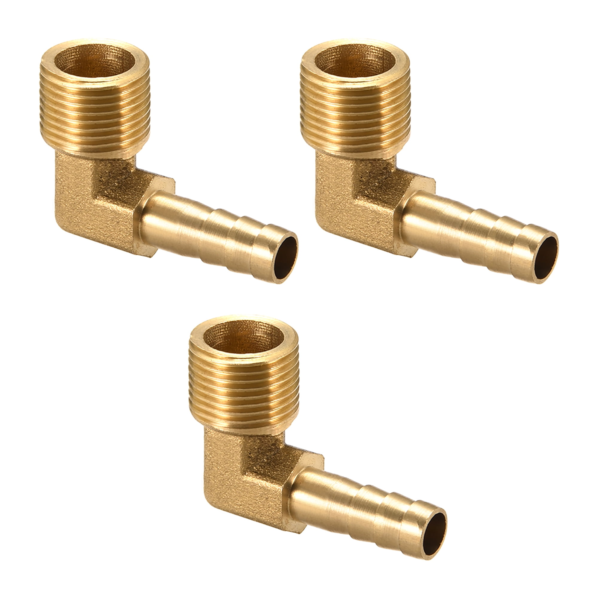 Brass Barb Hose Fitting 90 Degree Elbow 8mm Barbed x 3/8 PT Male Pipe 3pcs - Walmart.com