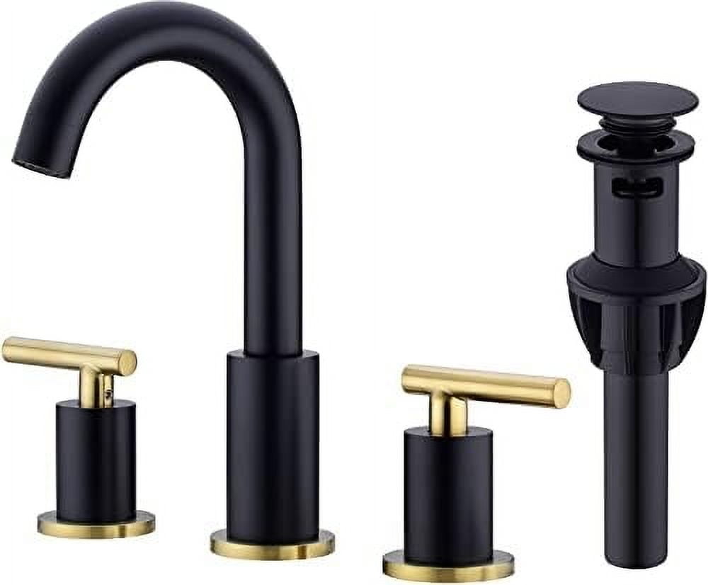 Brass Bathroom Faucet 2 Handle 8 Inch Widespread Vanity Sink Mixer ...