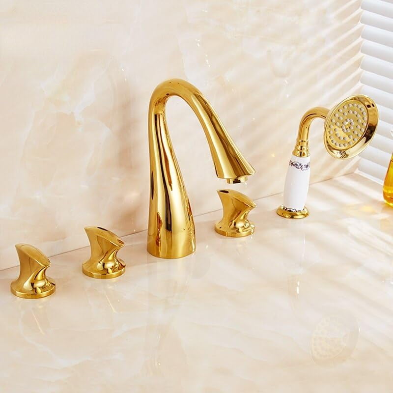 Brass Bathroom Sink Mixer Split Type 5 Pcs Bathtub Faucet Set Cold and ...