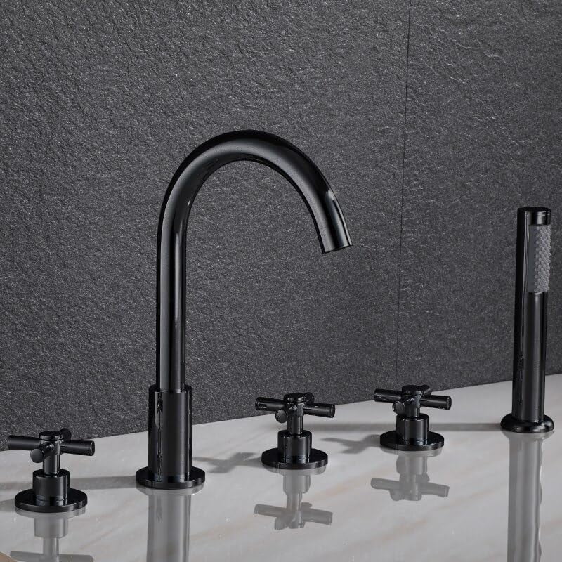 Brass Bathroom Sink Mixer Split Type 5 Pcs Bathtub Faucet Set Cold and ...